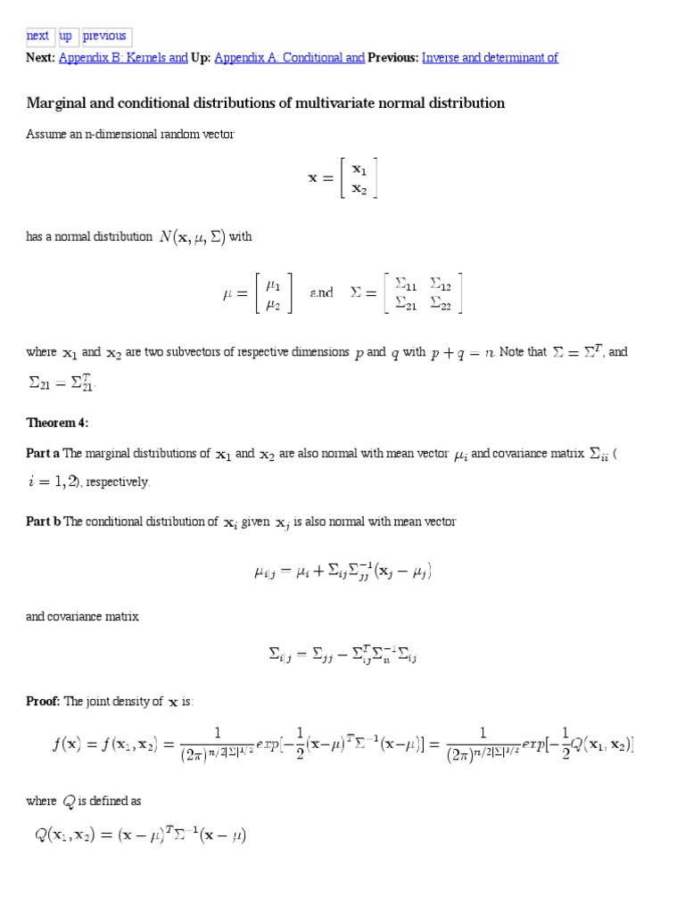 Marginal And Conditional Distributions Of Multivariate Normal