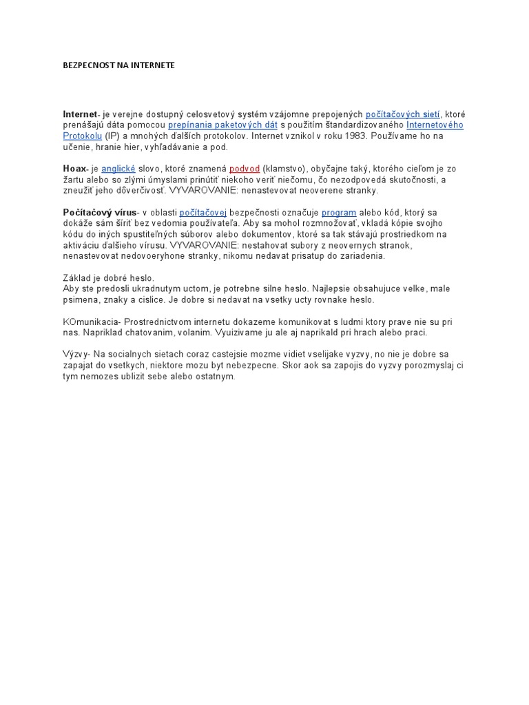Bezpecnost Na Internete | PDF