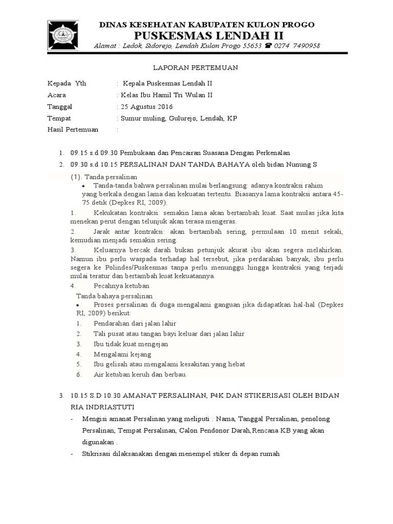 Lap Pert Kelas Bumil Gulu | PDF | Pengembangan Diri | Kesehatan Holistik
