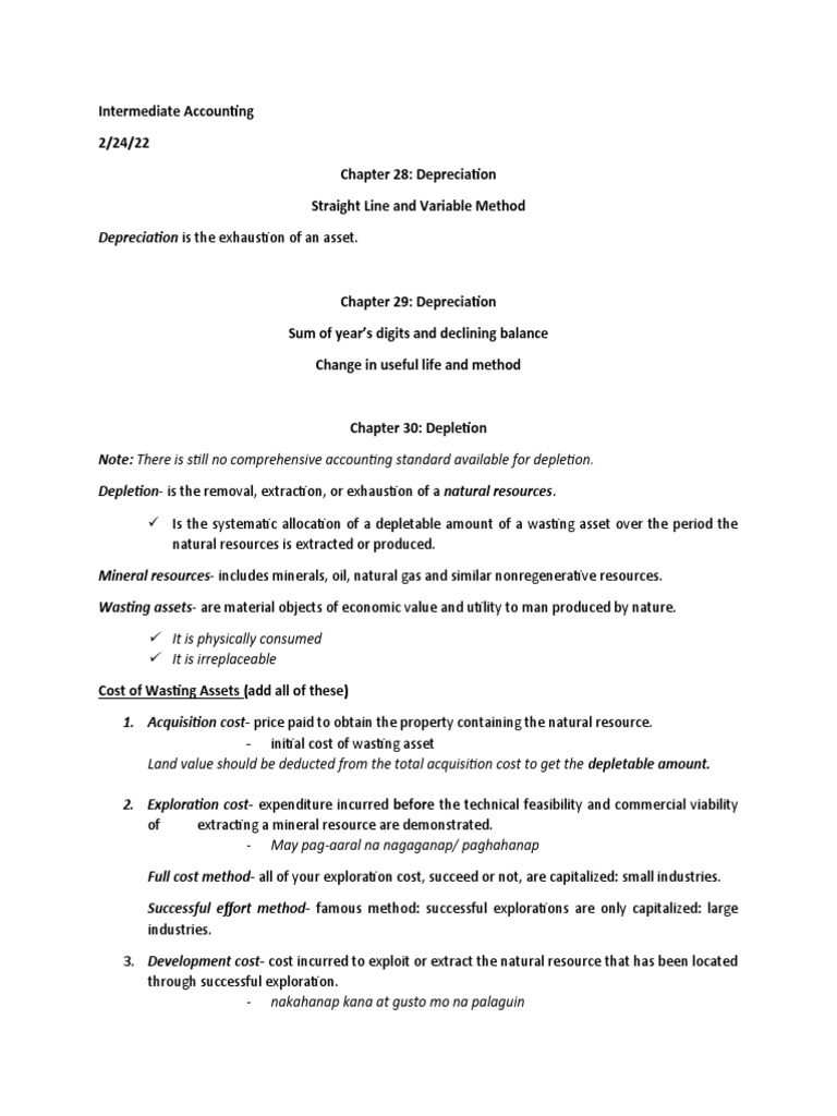 IA 1 - Notes | PDF | Depreciation | Accounting