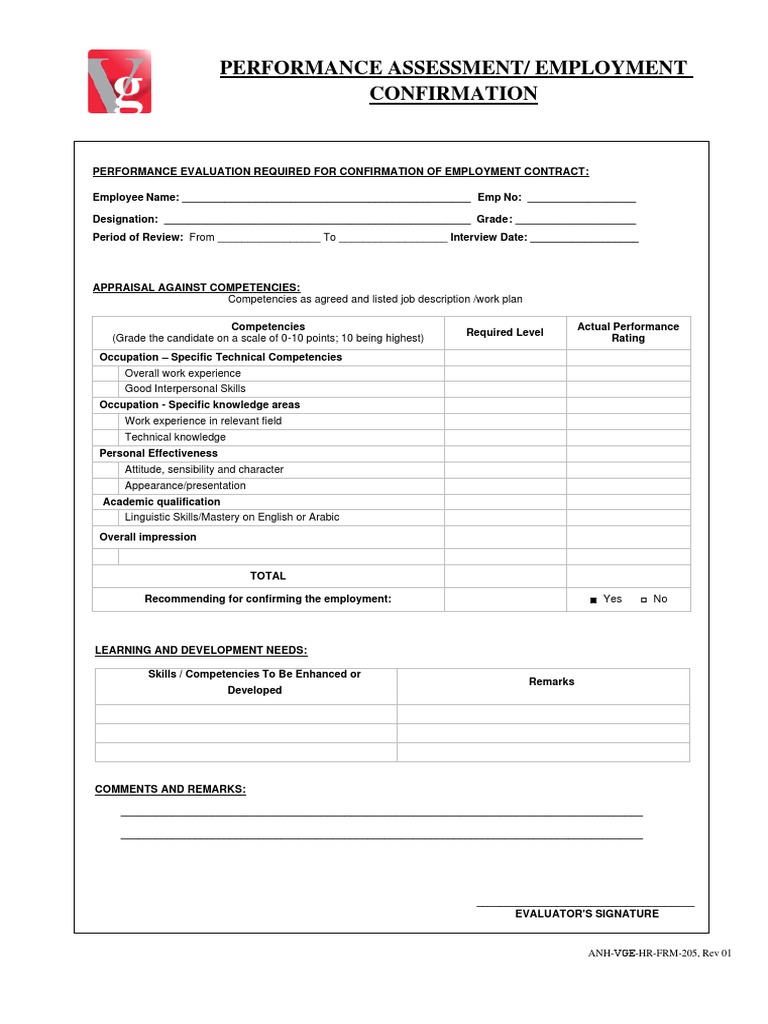Anh-Vge-Hr-Frm-205 Job Confirmation | PDF