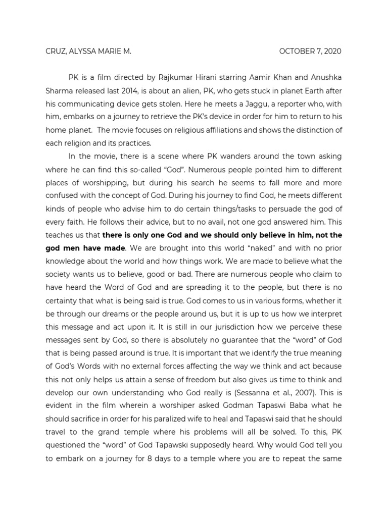 PK Reflection Paper PDF | PDF | God