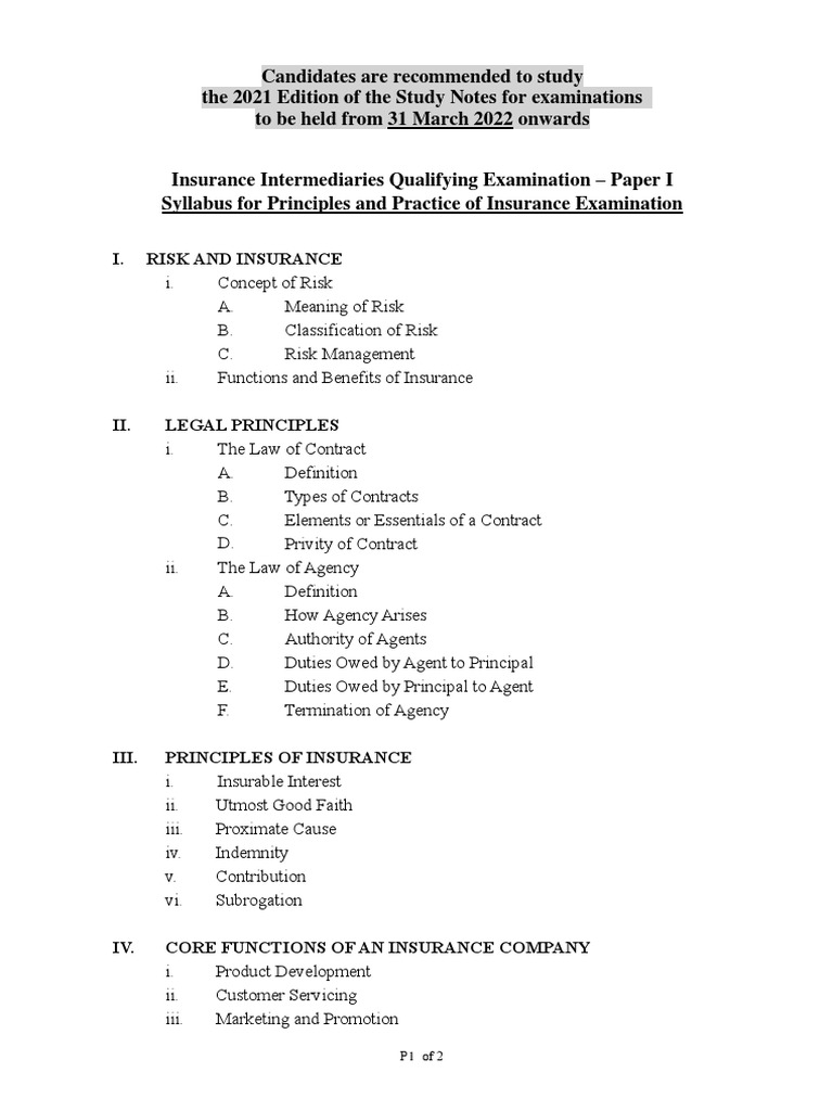 Syllabus P1 Eng 2021 | PDF