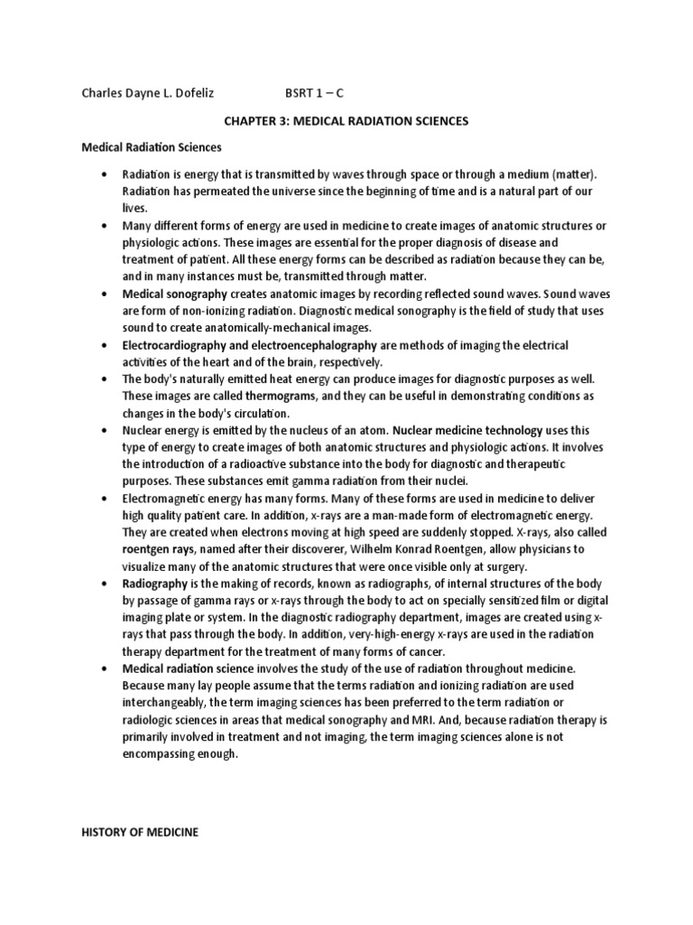 Intro to Medical Radiation Sciences | PDF | Ionizing Radiation ...