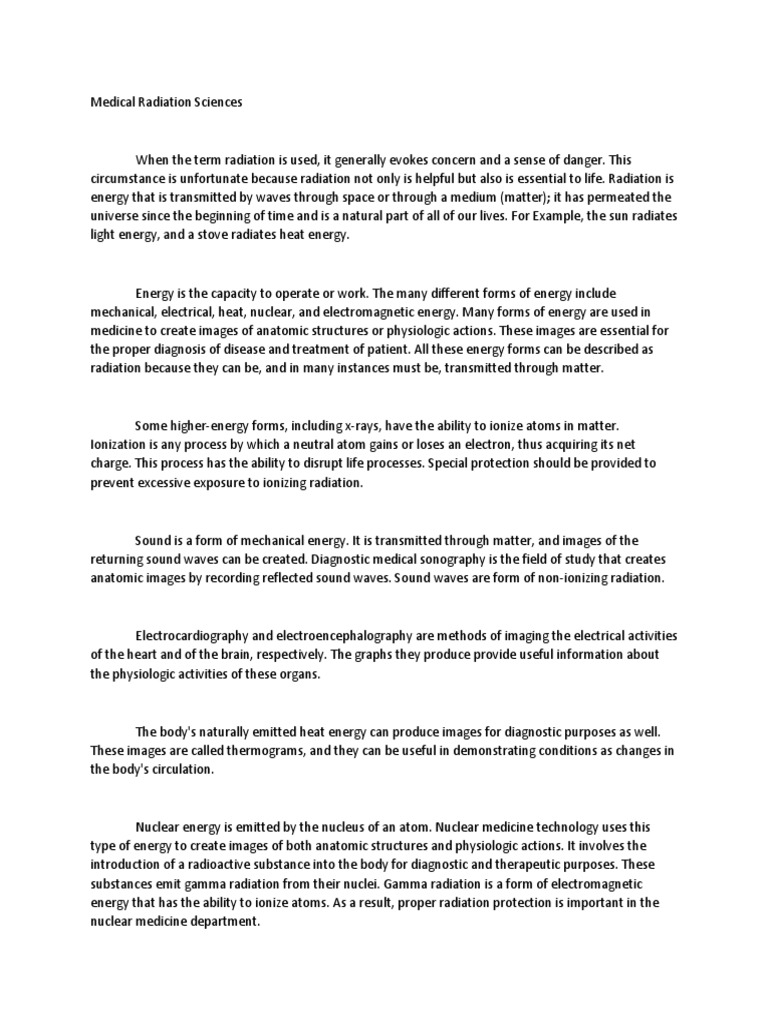 Overview of Medical Radiation Sciences | PDF | Wellness