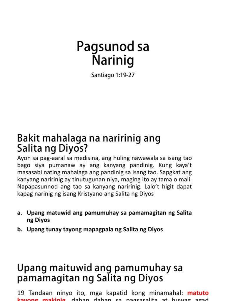 Pagsunod Sa Narinig | PDF