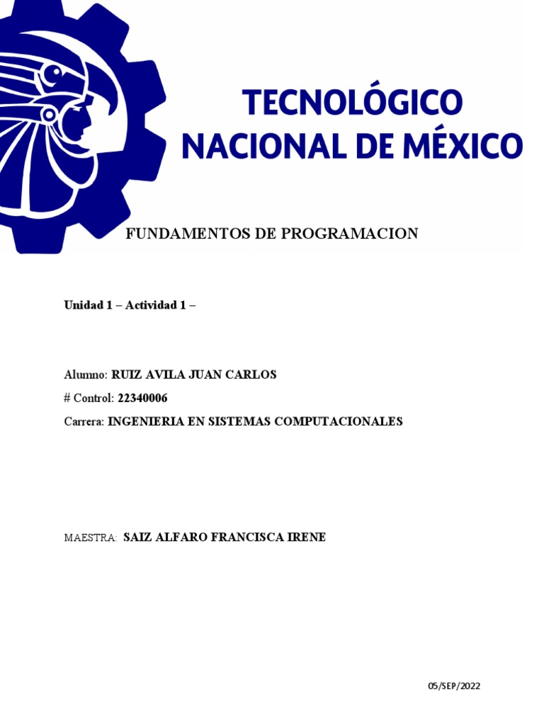 Carátula de Fundamentos de Programación | PDF | Negocios | Tecnología