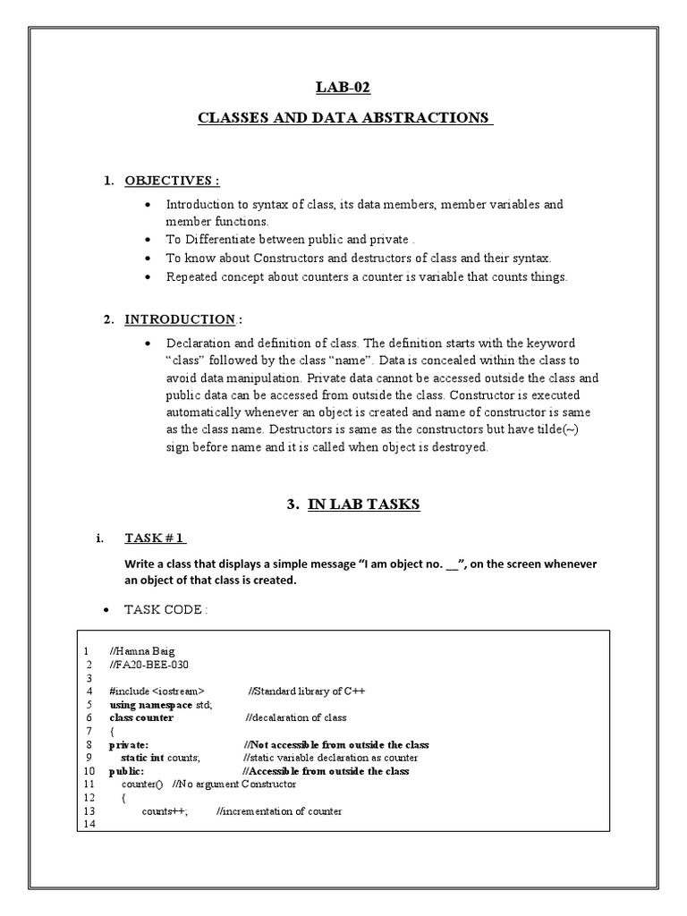 Lab 2 Object Oriented Programming Pdf Method Computer Programming Class Computer
