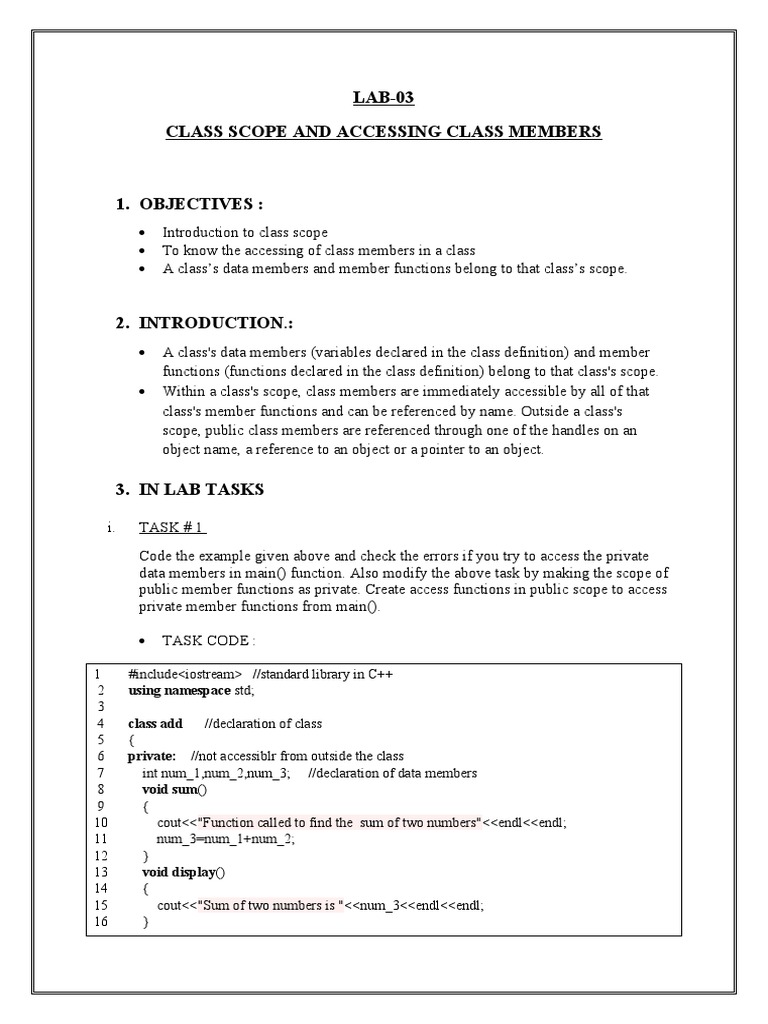 Lab 3 Object Oriented Programming Pdf