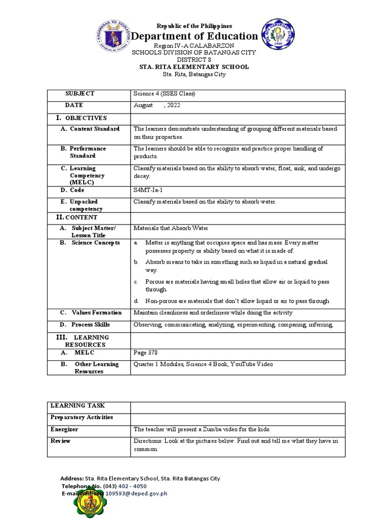 Science - Q1 - Week1 - Day1 - DLP Sses Class | PDF