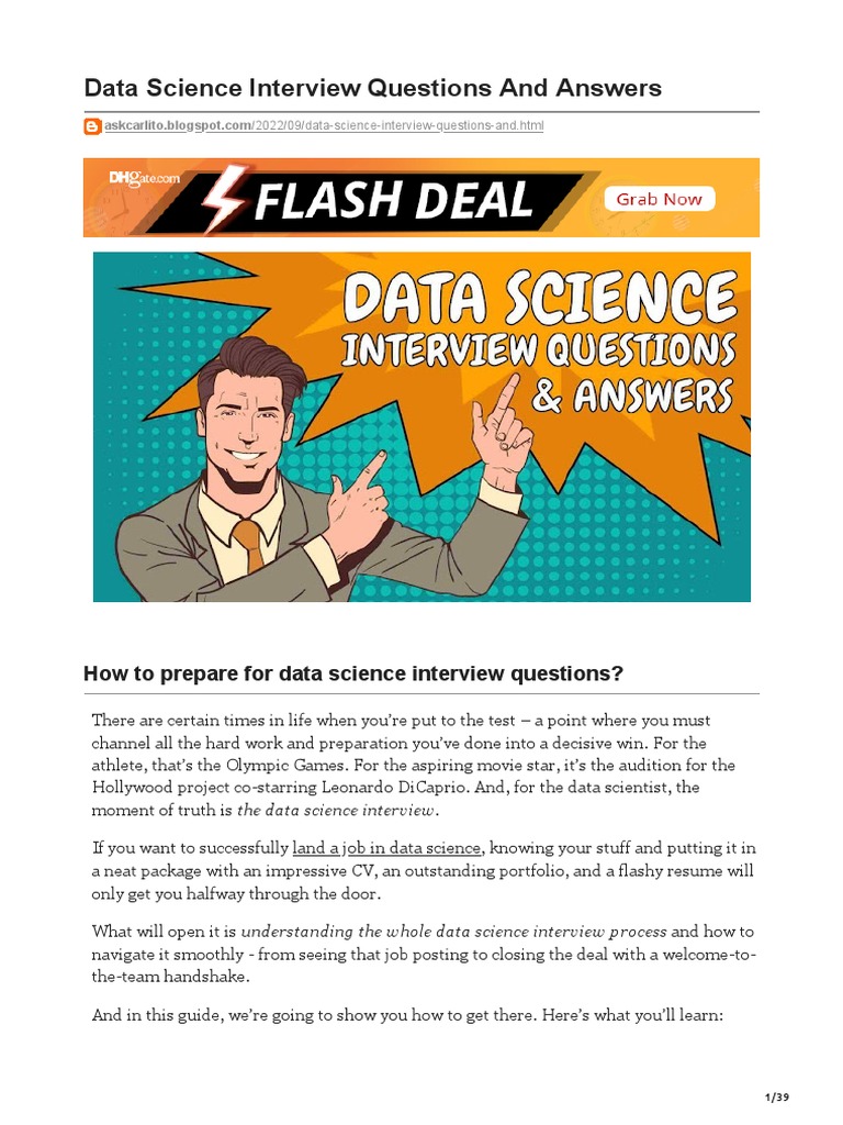 Data Science Interview Prep Guide | PDF | Logistic Regression | Cluster Analysis