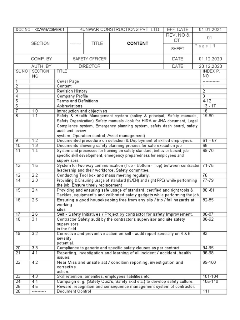 CSMS Safety Manual | PDF | Occupational Safety And Health | Risk
