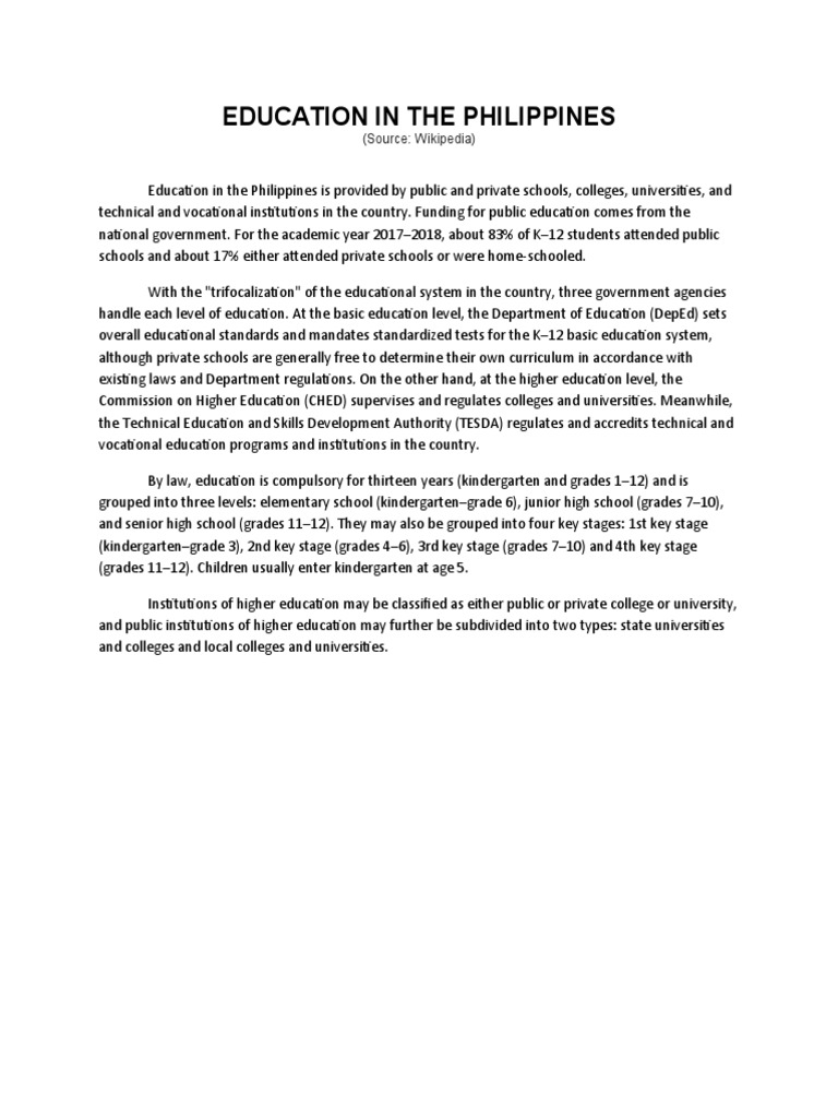 Overview of Philippine Education System | PDF | Schools | Educational ...
