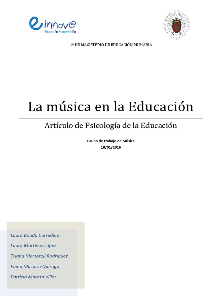 La Música en La Educación | PDF | Salón de clases | Aprendizaje