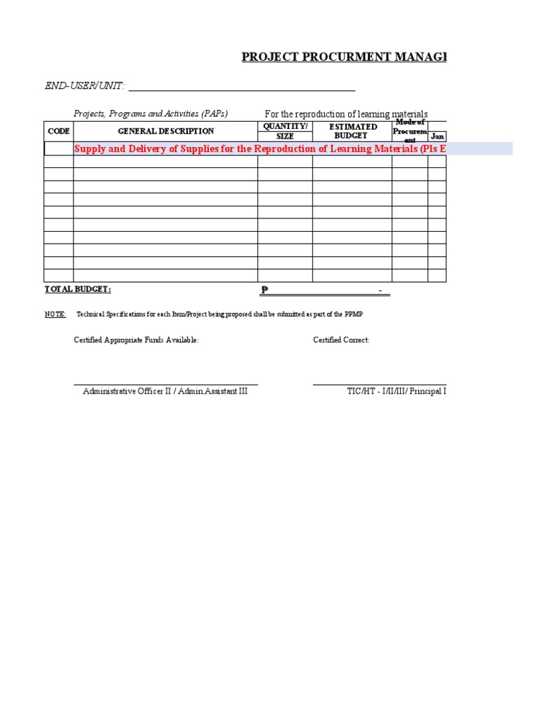 Procurement Template | PDF