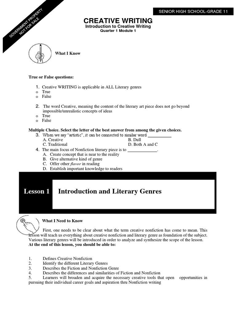 Grade 11 Creative Writing Module 1 | PDF | Narrative | Creative Nonfiction