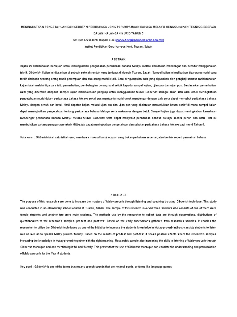 Contoh Abstrak Thesis | PDF