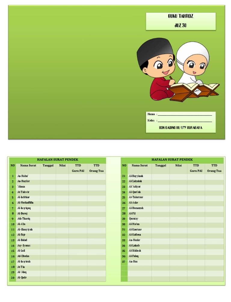 Buku Tahfidz Juz 30 Hafalan Surat Pendek-1 | PDF