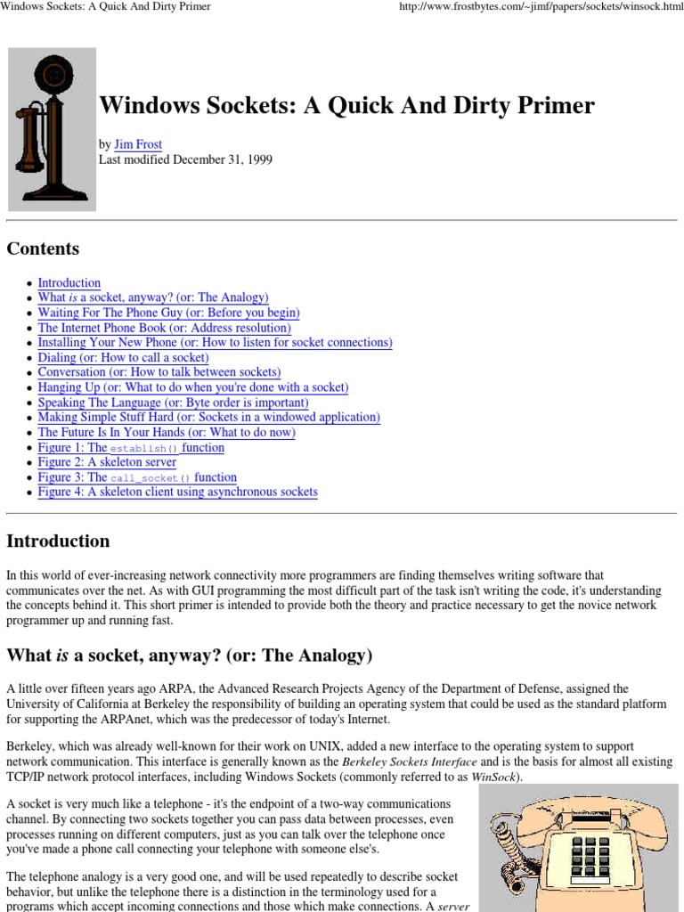 Windows Sockets A Quick and Dirty Primer | PDF | Network Socket ...