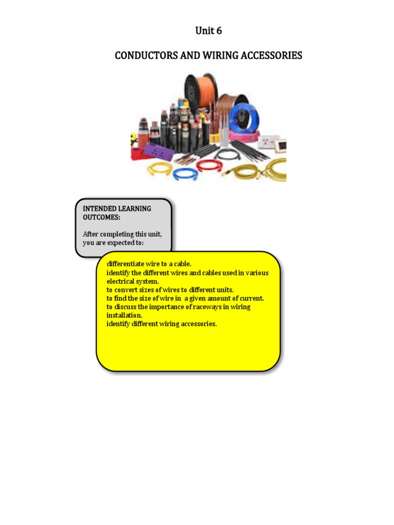 Unit 6 Conductors and Wiring Accessories | PDF | Electrical Wiring | Ac ...