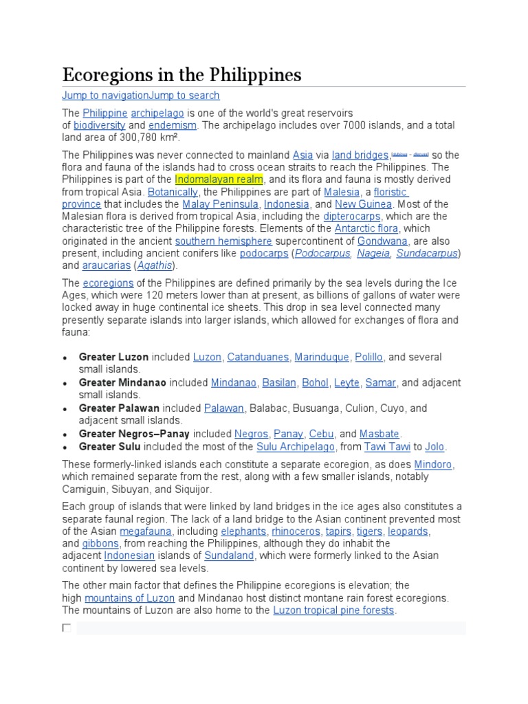 Philippine Ecoregions and Biodiversity | PDF | Ecology | Conservation ...
