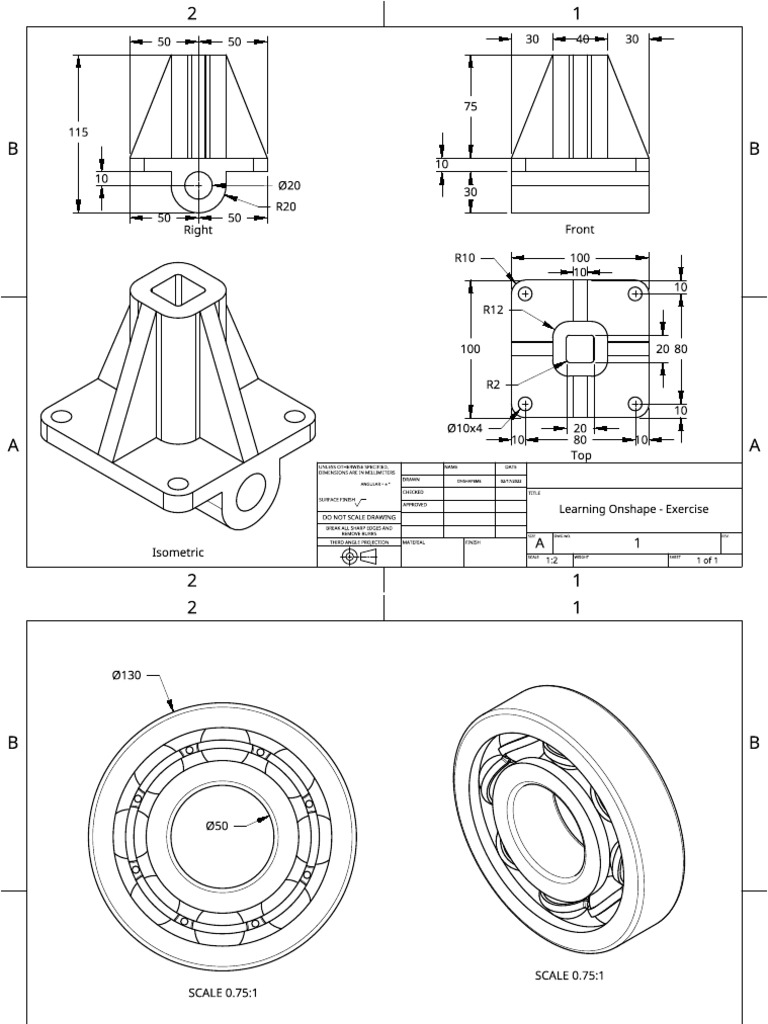 Learning Onshape Exercise | PDF
