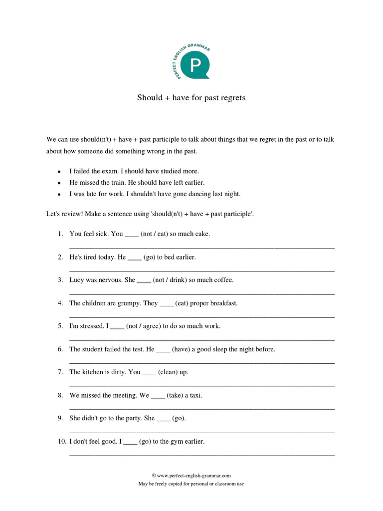 Modal Verbs - Should Have For Past Regrets | PDF | Language Mechanics ...