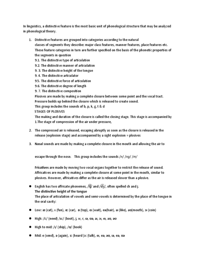 An Analysis of Distinctive Features, Phonological Processes, and ...