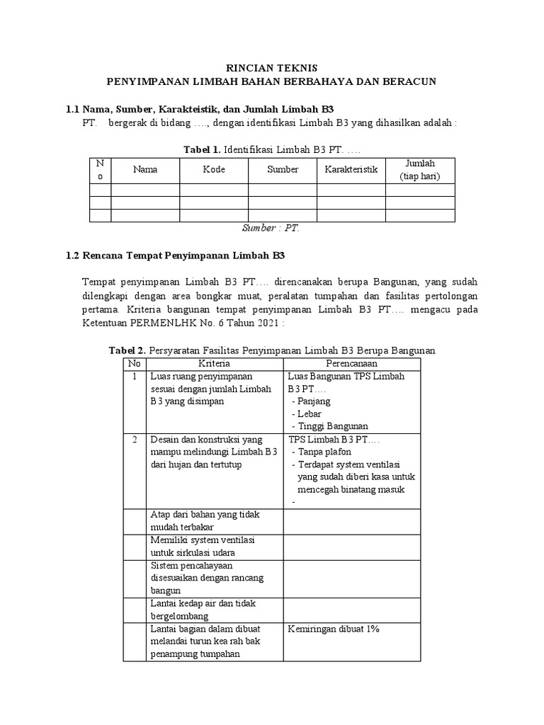 Penyimpanan Limbah B3 | PDF