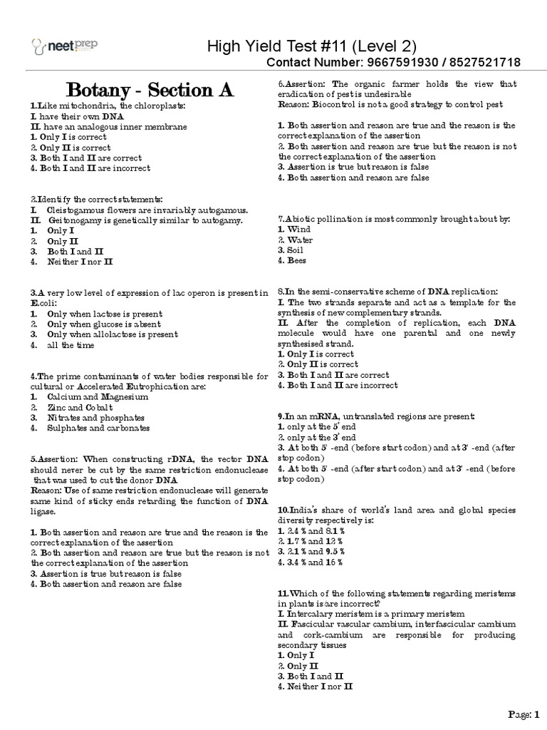 High Yield Test #11 (Level 2) | PDF | Menstrual Cycle | Leaf