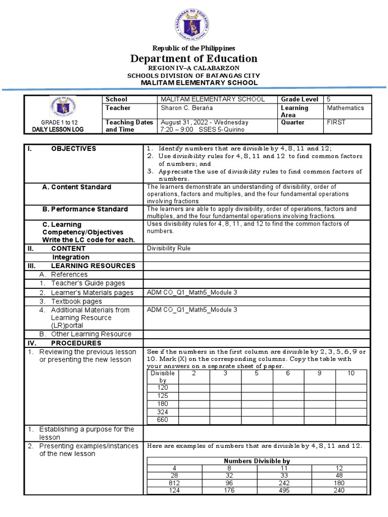 Dll-Mathematics 5-Module 3 | PDF | Numbers | Learning