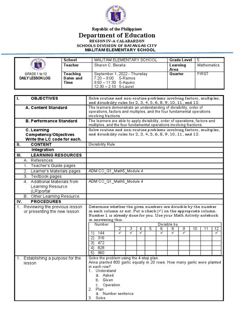 Dll-Mathematics 5-Module 4 | PDF