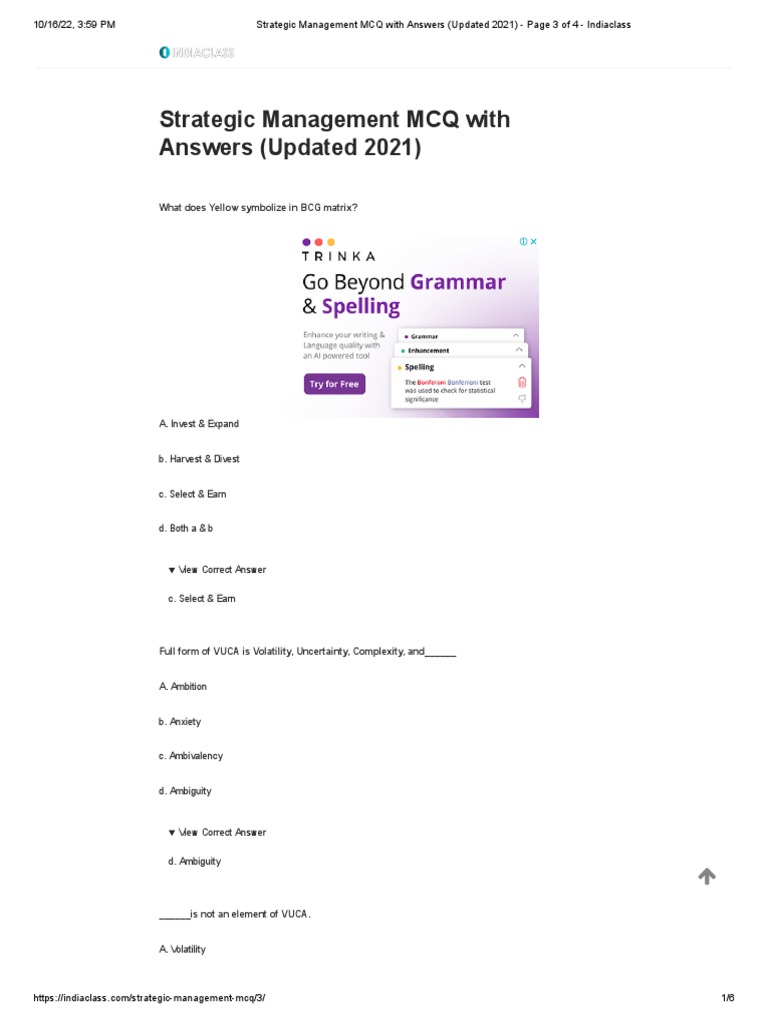 Strategic Management MCQ With Answers (Updated 2021) - Page 3 of 4 ...