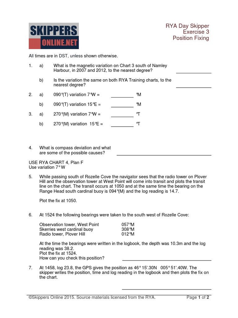 03 - Position Fixing | PDF | Compass | Longitude