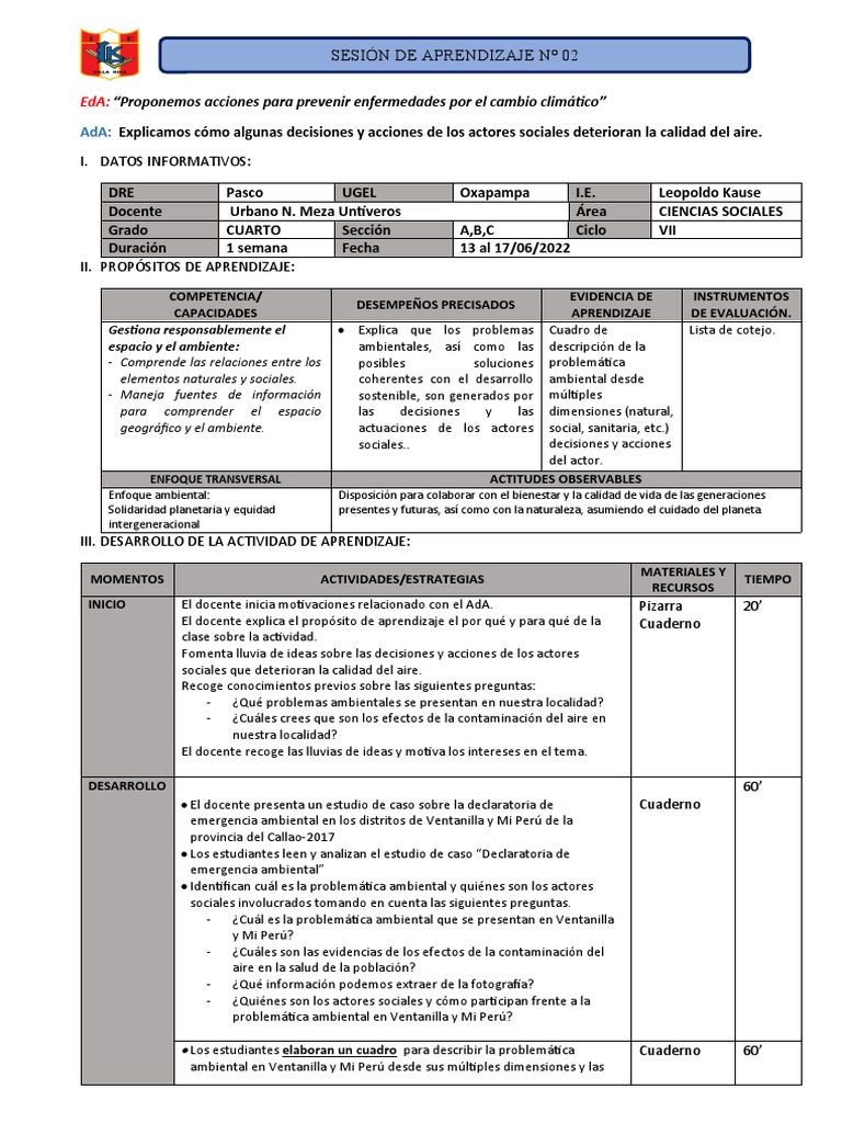 SESIÓN DE APRENDIZAJE #3 - EdA 3 - 13 Al 17 de Junio | Descargar gratis PDF | Entorno natural ...