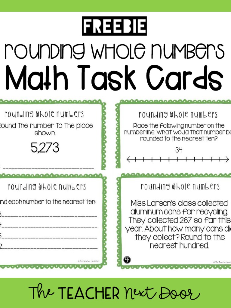 ROUNDING Whole Numbers: Math Task Cards | PDF