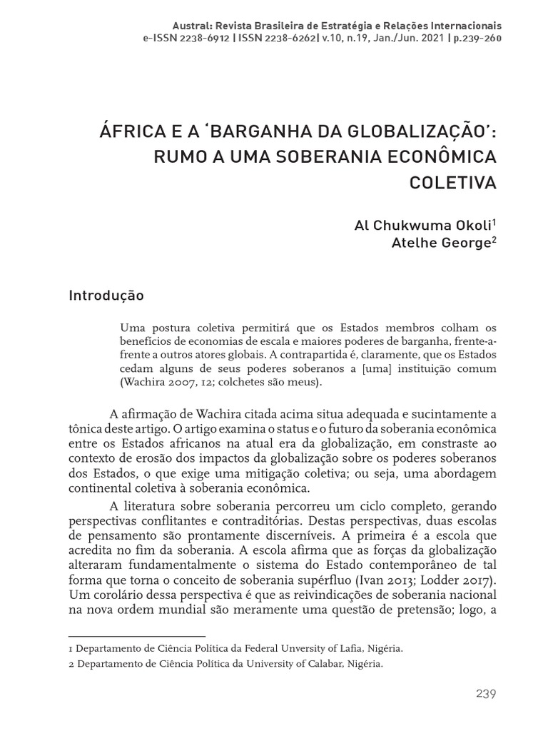 África e a Barganha Da Globalização | PDF | Economia | Estado