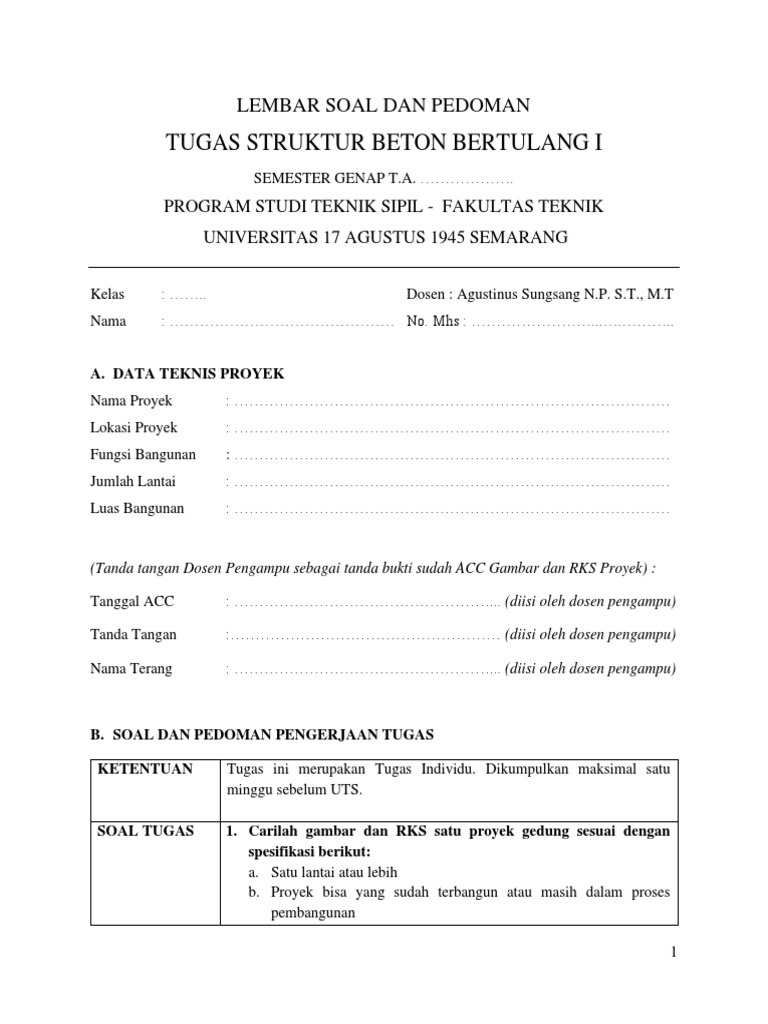 Tugas Struktur Beton I-E2 | PDF | Metode & Bahan Ajar