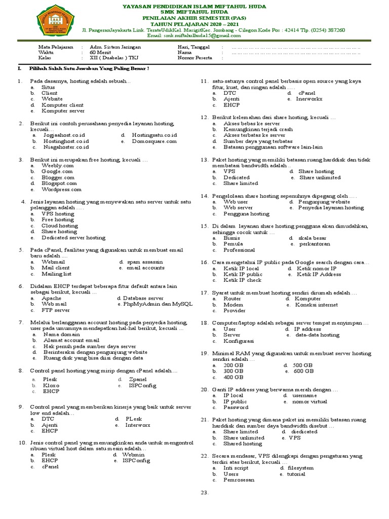 Soal ASJ Kelas XII | PDF