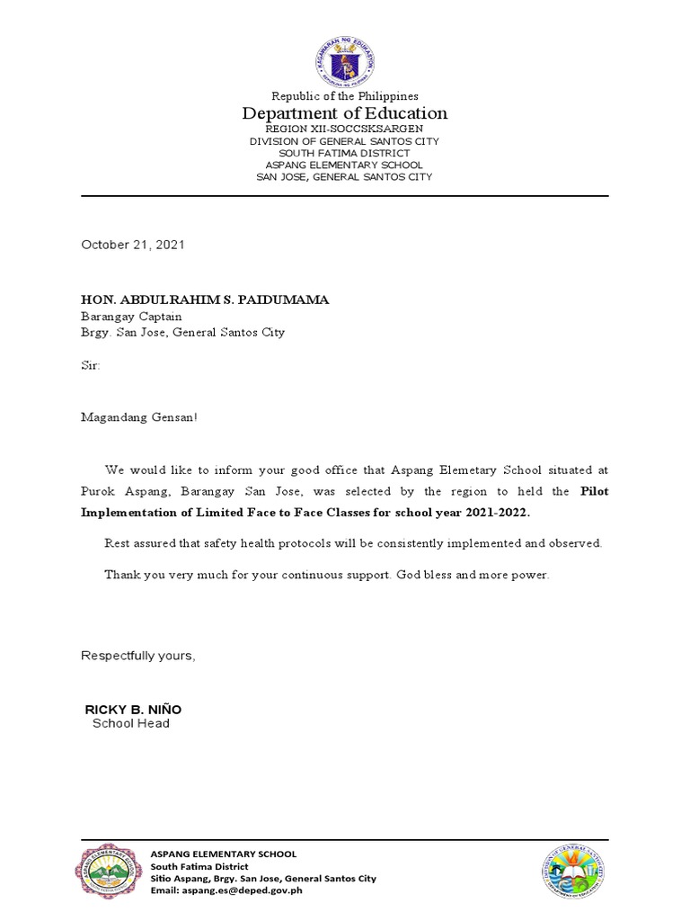 Letter Barangay | PDF