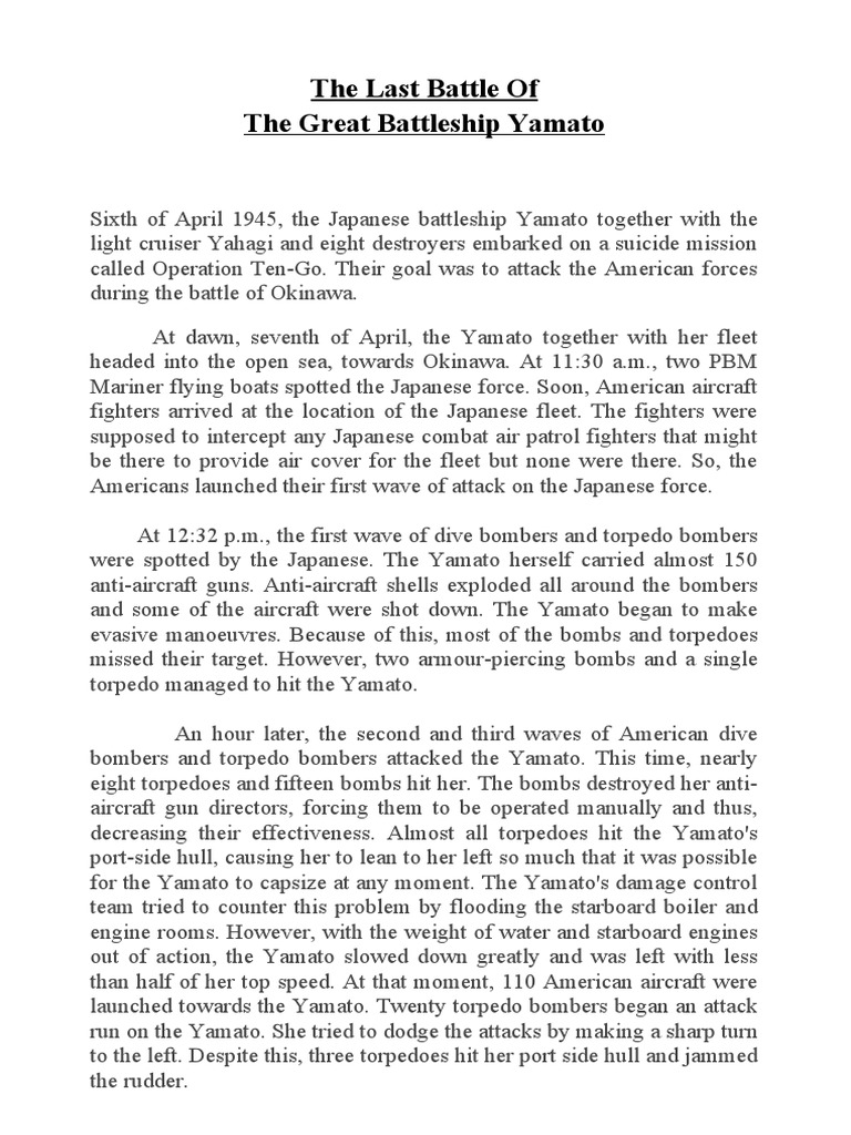 Yamato's Final Battle: Operation Ten-Go | PDF | Warfare | Maritime ...