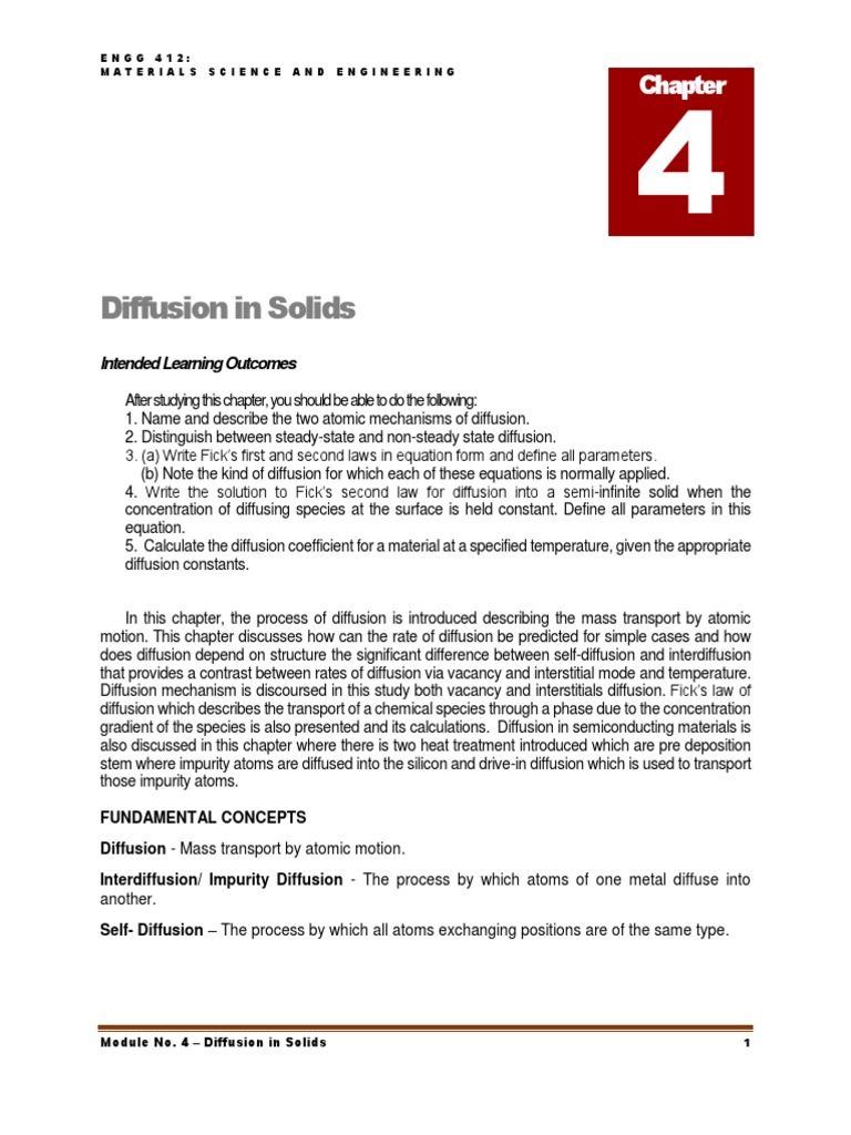 4 - Diffusion in Solids | PDF | Diffusion | Integrated Circuit