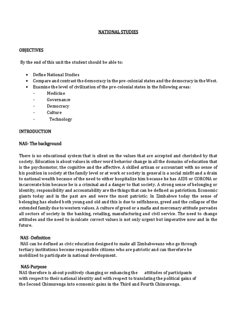 National Studies Objectives and Pre-Colonial History | PDF ...