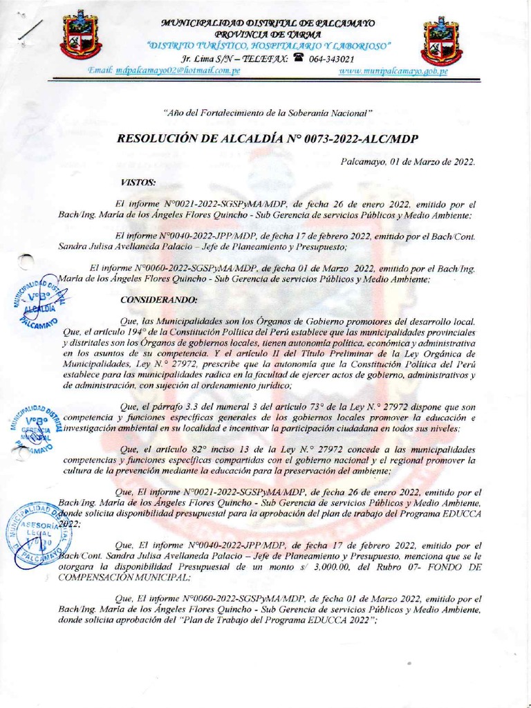 PT-MD Palcamayo 2022 Junin | PDF