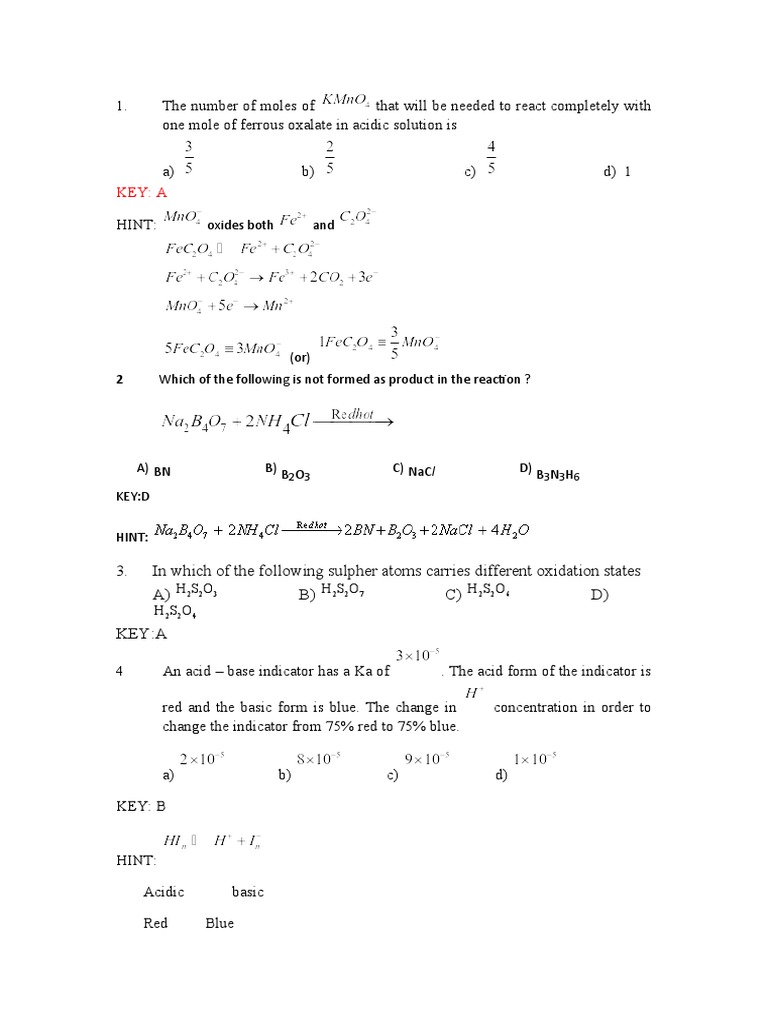 Grand Test Paper | PDF | Iron | Chemical Reactions