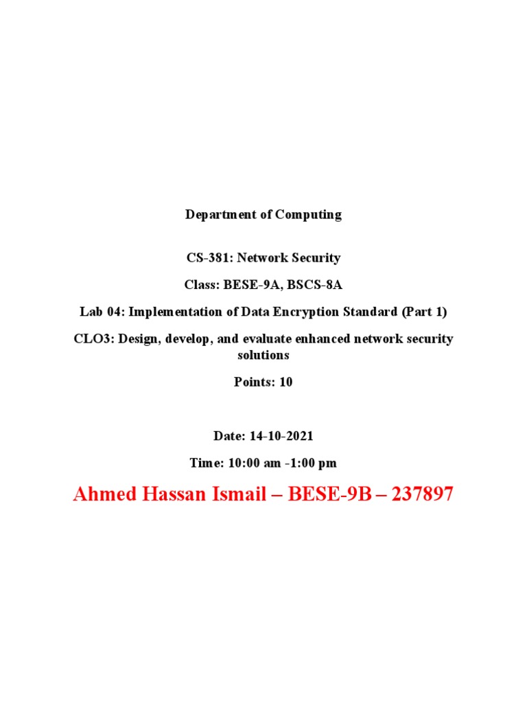 Ahmed Hassan Ismail - BESE-9B - 237897 - NS Lab 5 | PDF | Cryptography | Encryption