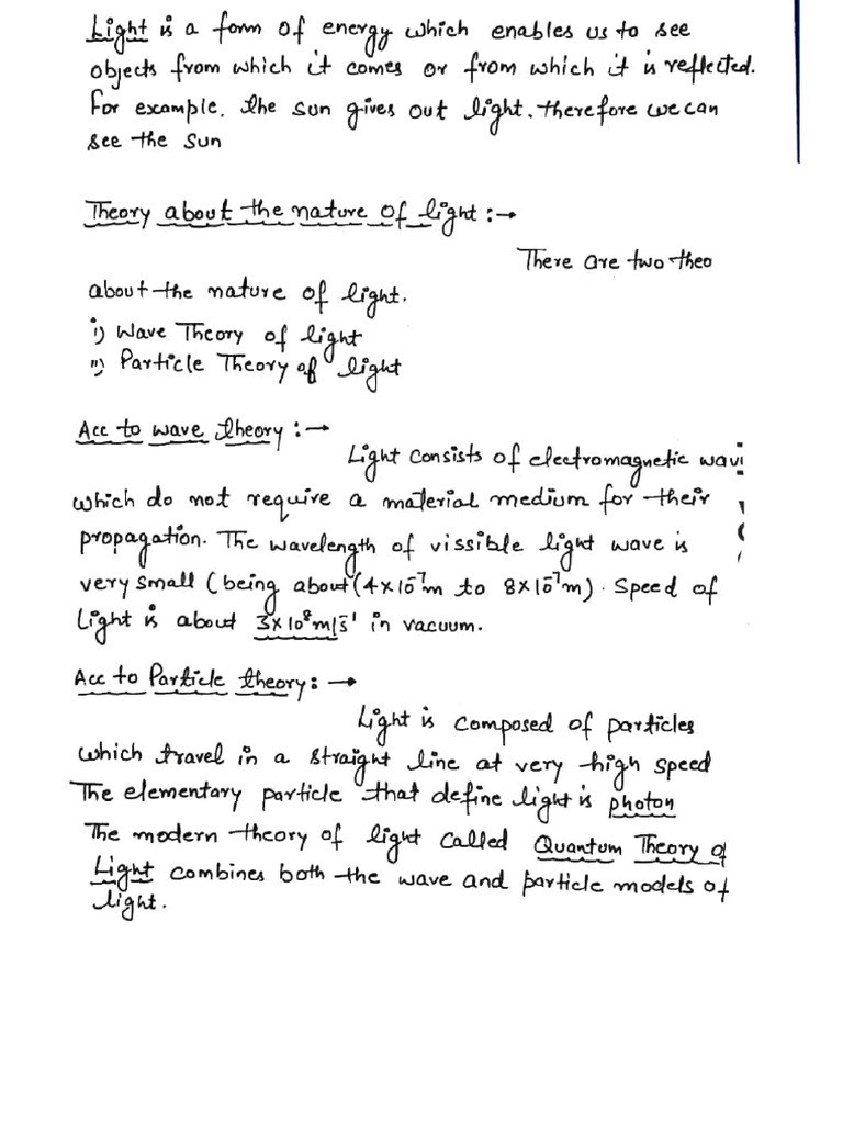 Light Reflection and Refraction Own Notes ? | PDF | Light | Mirror
