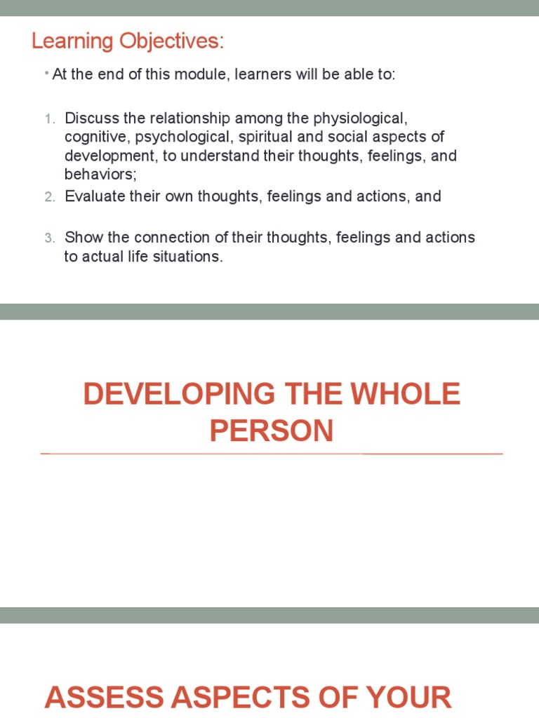 ASSESS ASPECTS OF YOUR DEVELOPMENT 8 Segment Activity | PDF | Feeling ...