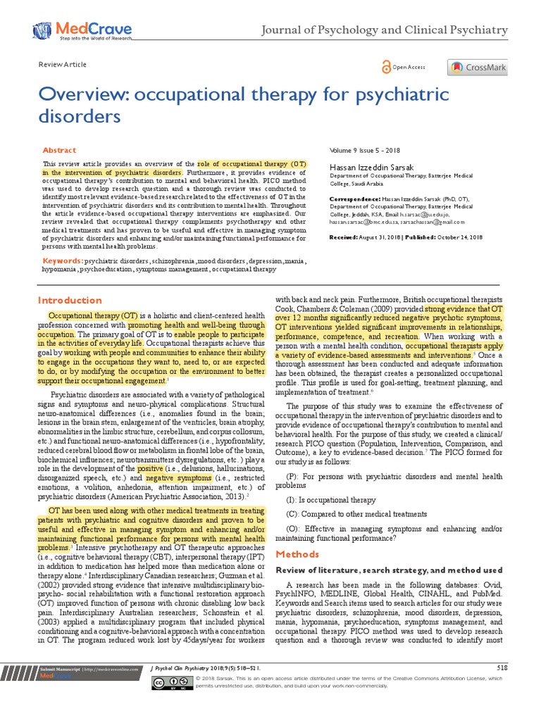 Occupational Therapy JPCP | PDF | Psychotherapy | Mental Disorder
