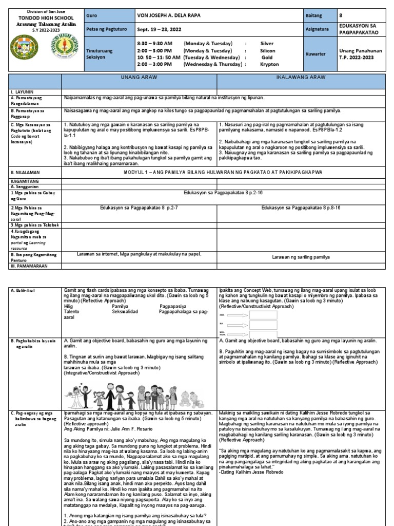 ESP 8 - Week 5 DLL | PDF